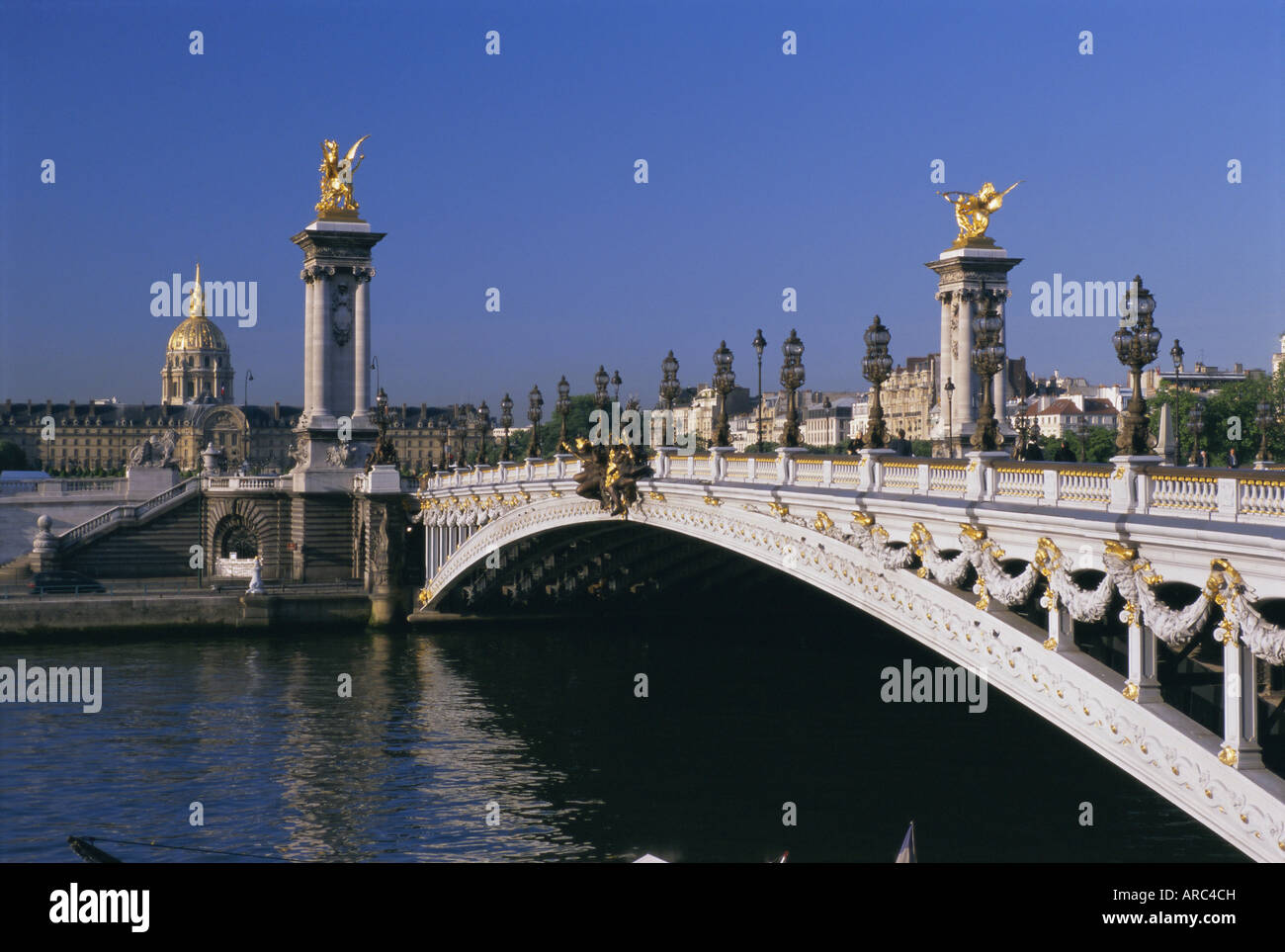 Alexander III bridge over the Seine River, Paris, France, Europe Stock ...