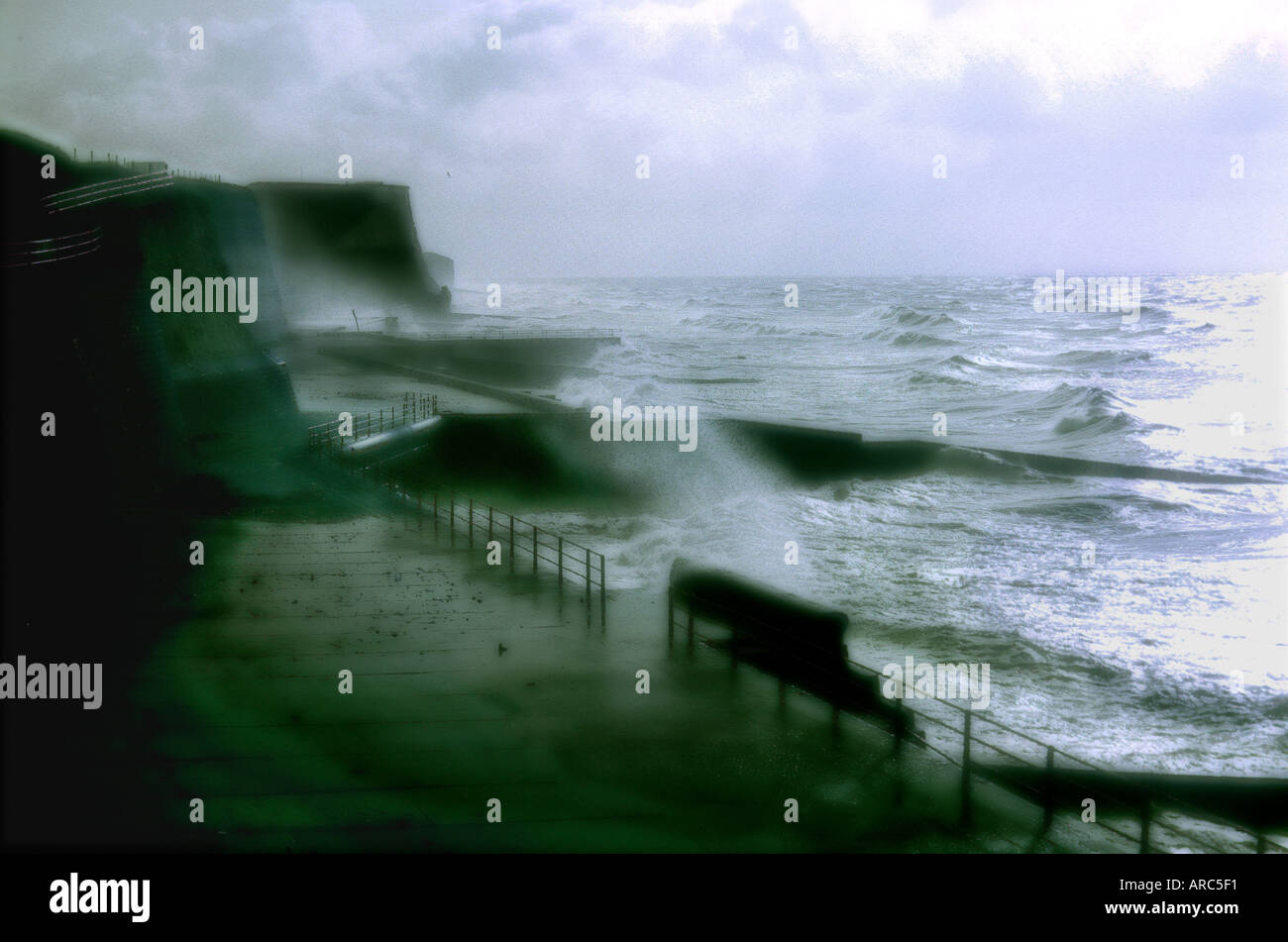 A rough sea on the coast at Rottingdean Sussex UK Stock Photo - Alamy