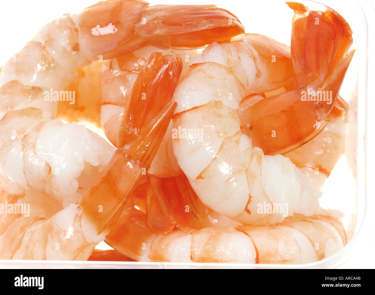 peeled prawns on white background cutout cut out Stock Photo - Alamy
