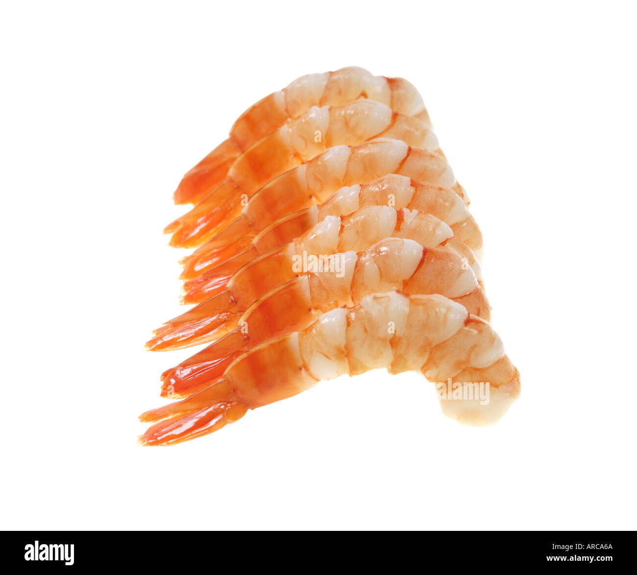 peeled prawns on white background cutout cut out Stock Photo - Alamy