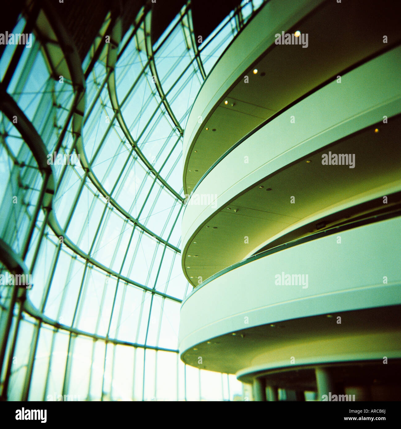 Interior view of balconies and windows, The Sage Music Hall, Gateshead ...