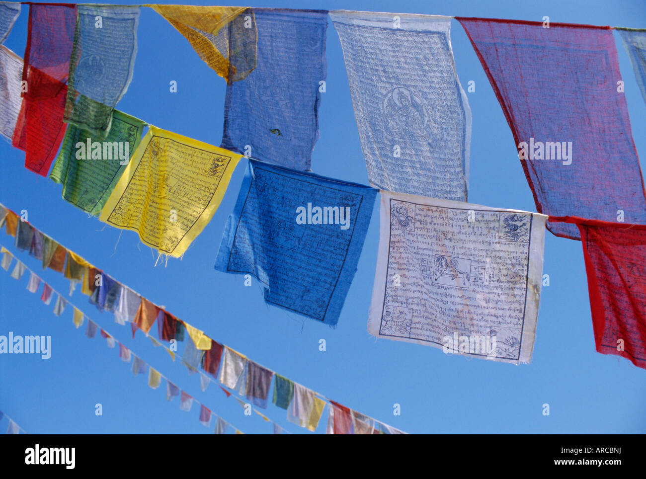 Buddhist prayer flags, Bodhnath, Kathmandu, Nepal, Asia Stock Photo - Alamy