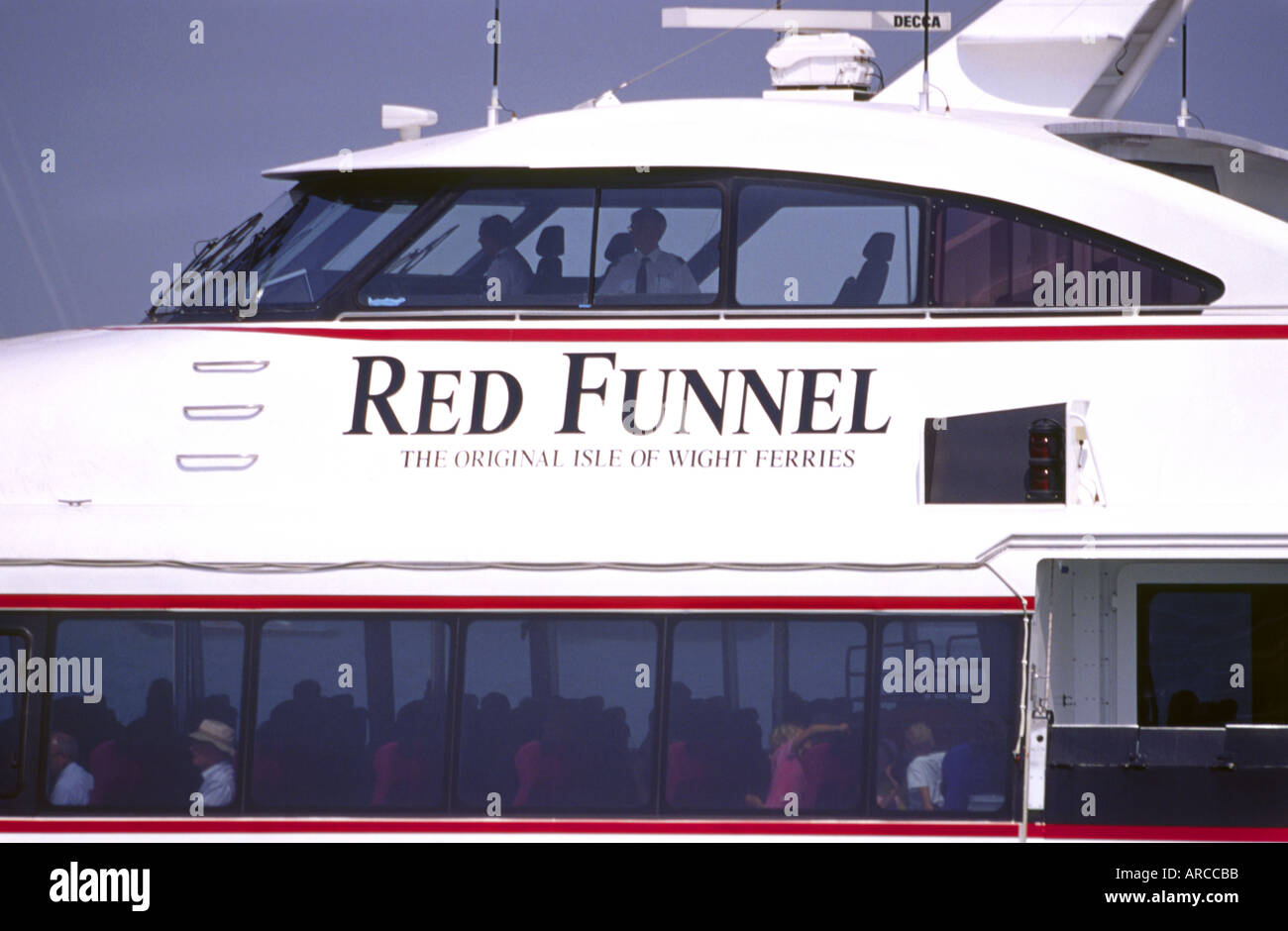 Red Funnel Catamaran Red Jet 4 leaving Cowes Harbour Isle of Wight UK ...