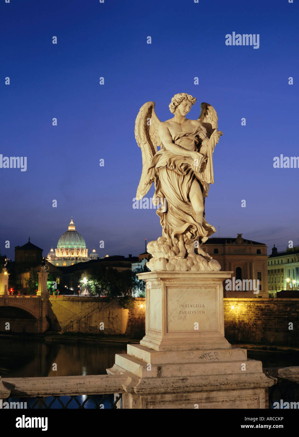 Angelic statue on Ponte Sant Angelo, St. Peter's, Vatican, Rome, Italy ...