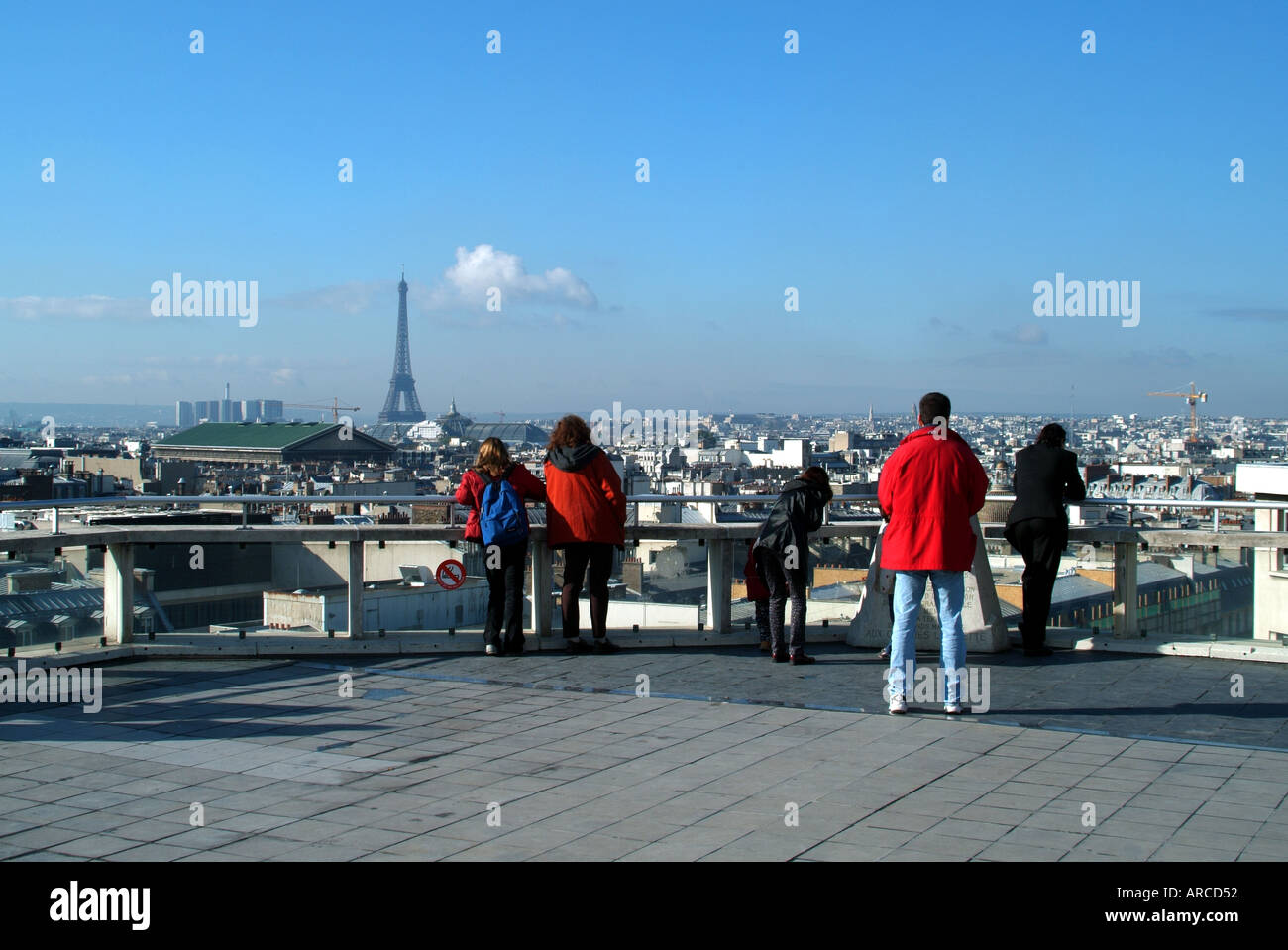 Paris skyline view from Galeries Lafayette store rooftop exterior ...