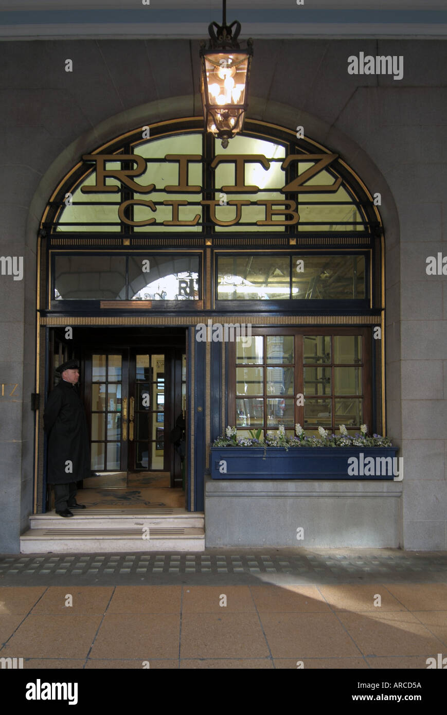 Piccadilly London entrance to the Ritz club within the Ritz hotel ...