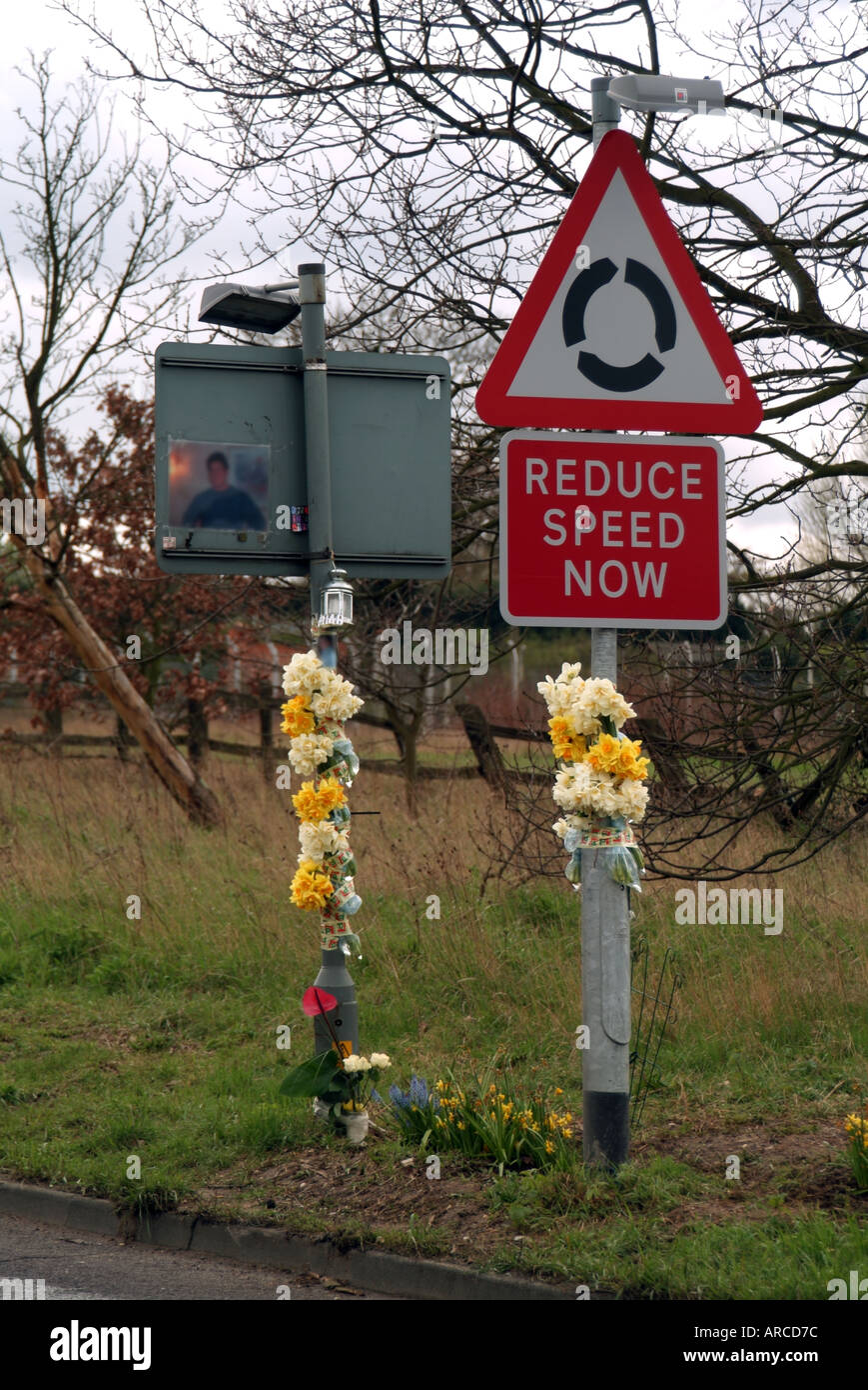 London suburbs roadside tributes to road user fatality flowers grouped ...