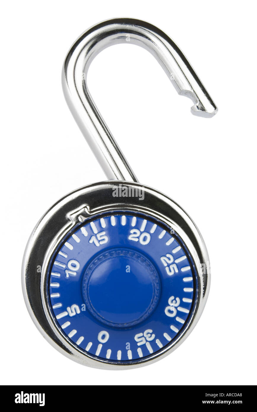 Combination padlock with dial open isolated on white background Stock ...