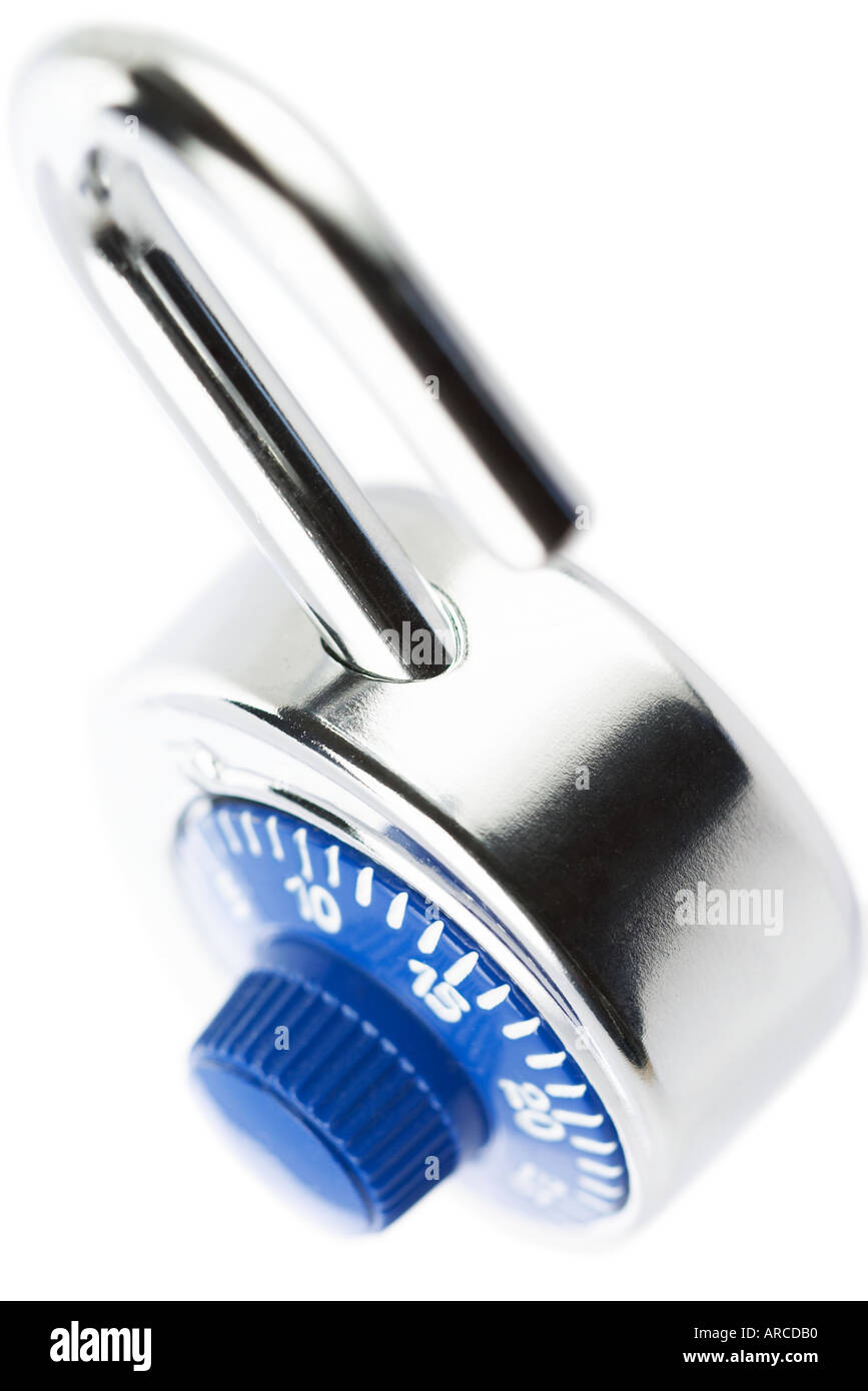 Combination padlock with dial open isolated on white background Stock ...