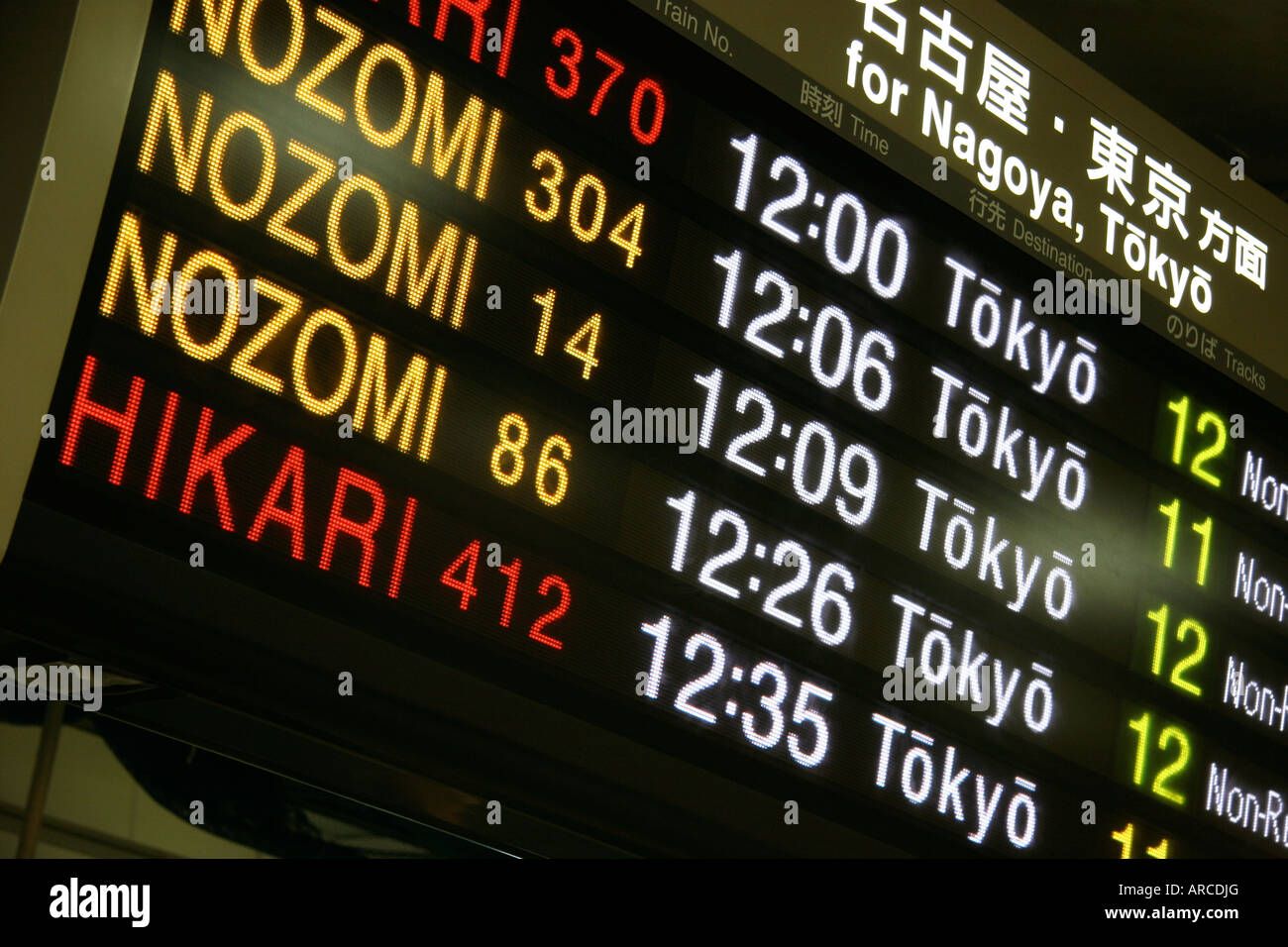 Shinkansen departure board, Kyoto JR Train Station, Japan Stock Photo - Alamy
