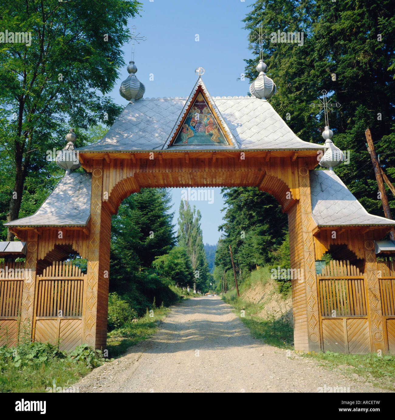 Typical Moldavian gateway, Horaita Monastery, Moldavia, Romania Stock ...
