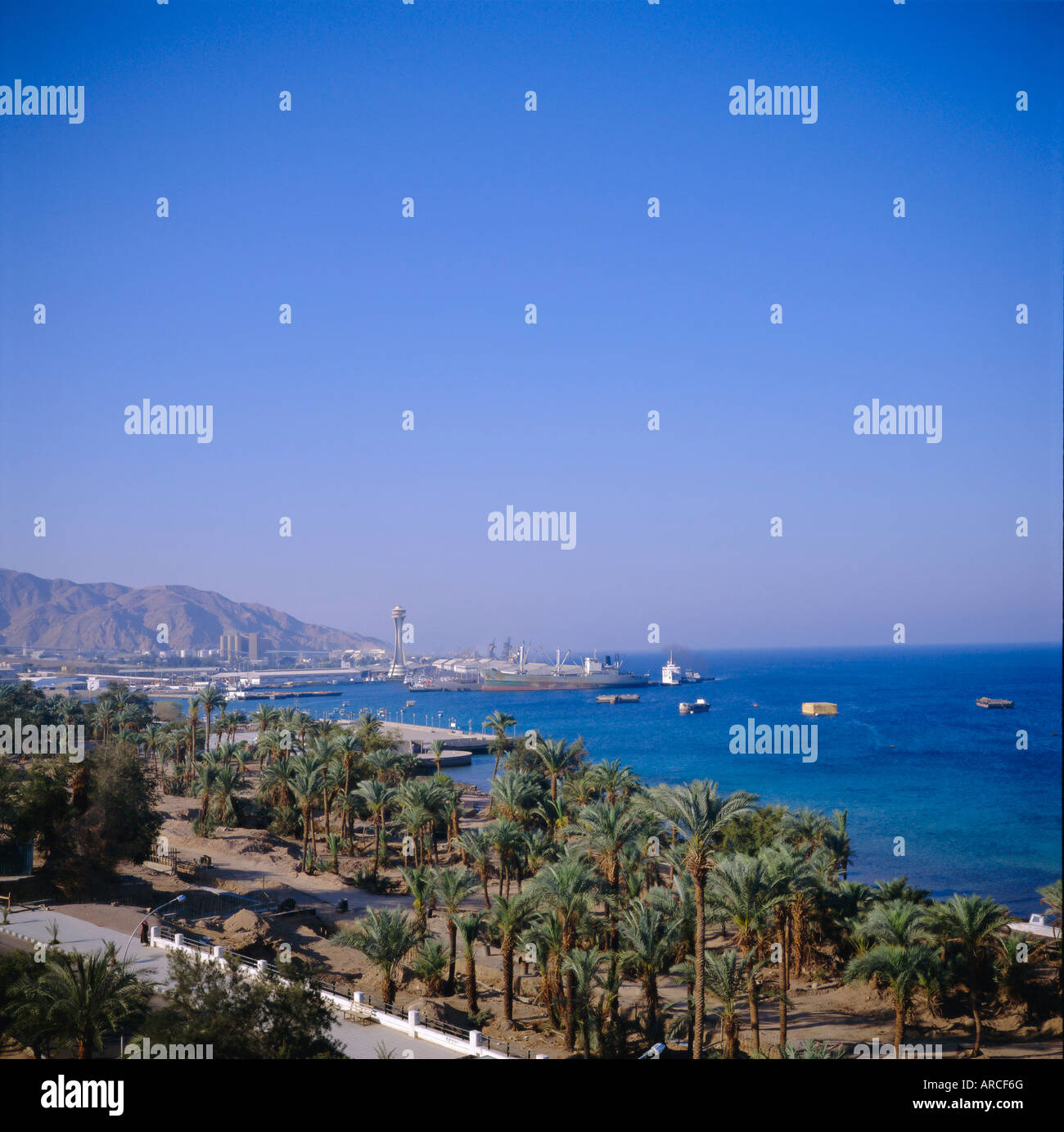 View over Red Sea port, Aqaba, Jordan, Middle East Stock Photo - Alamy