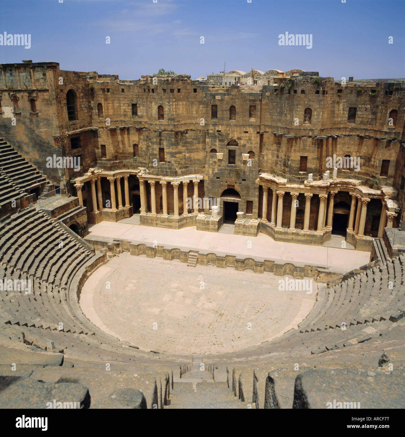 Roman Amphitheatre, 2nd century AD, Bosra, Syria, Middle East Stock ...