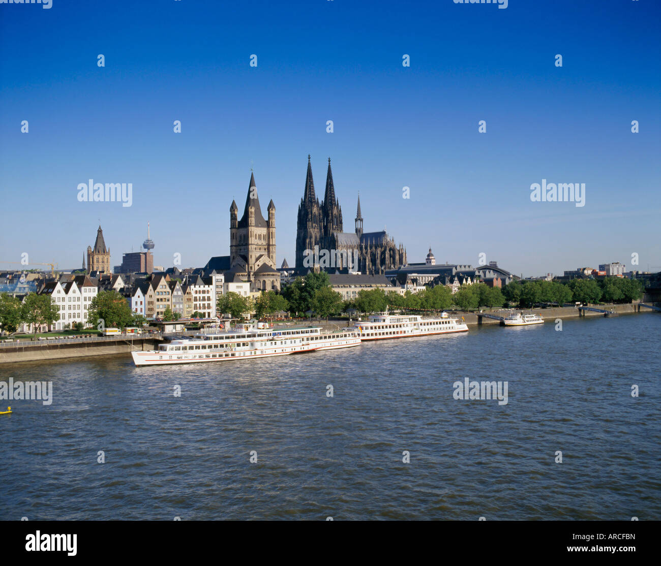 The Cathedral (Dom) and River Rhine, Cologne (Koln), North Rhine ...