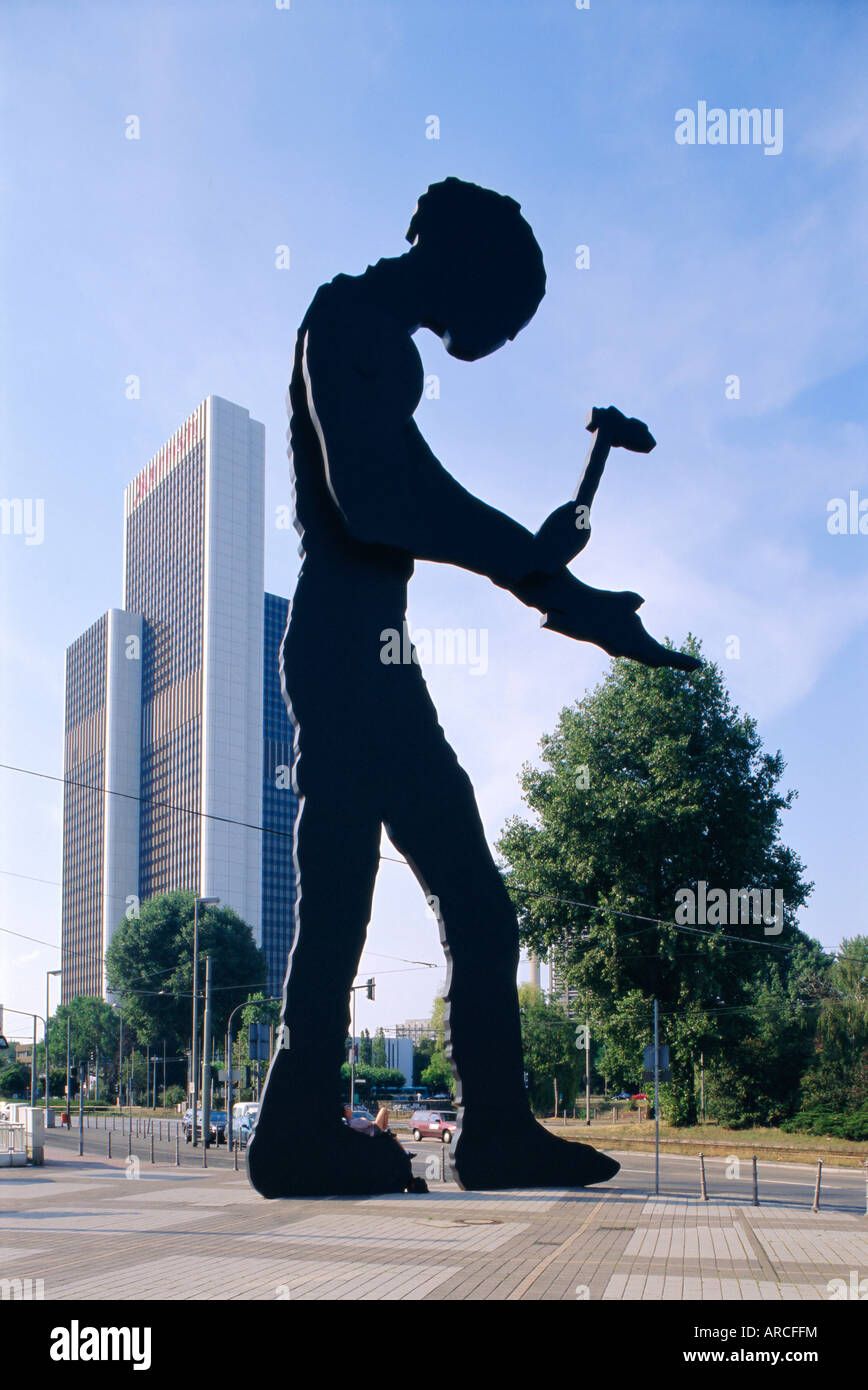 Hammering Man sculpture, Frankfurt, Germany, Europe Stock Photo - Alamy