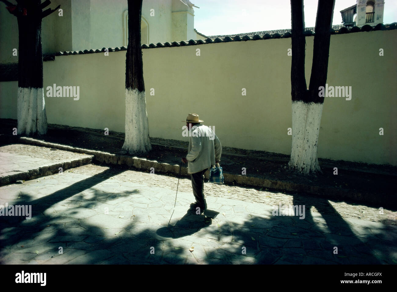Old man returning from market, San Cristobal, Mexico, North America ...