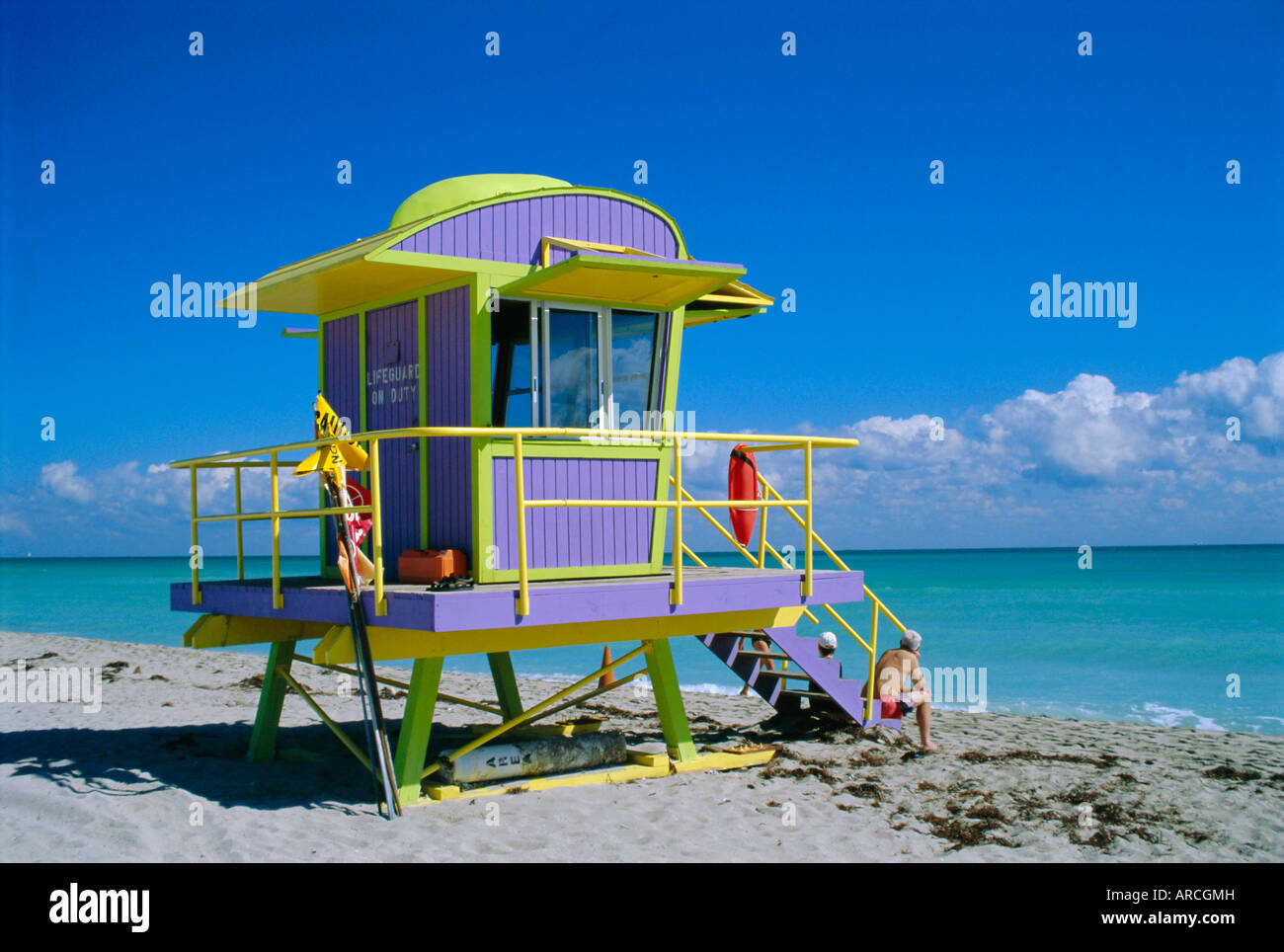 Lifeguard Station, South Beach, Miami Beach, Florida, USA Stock Photo ...