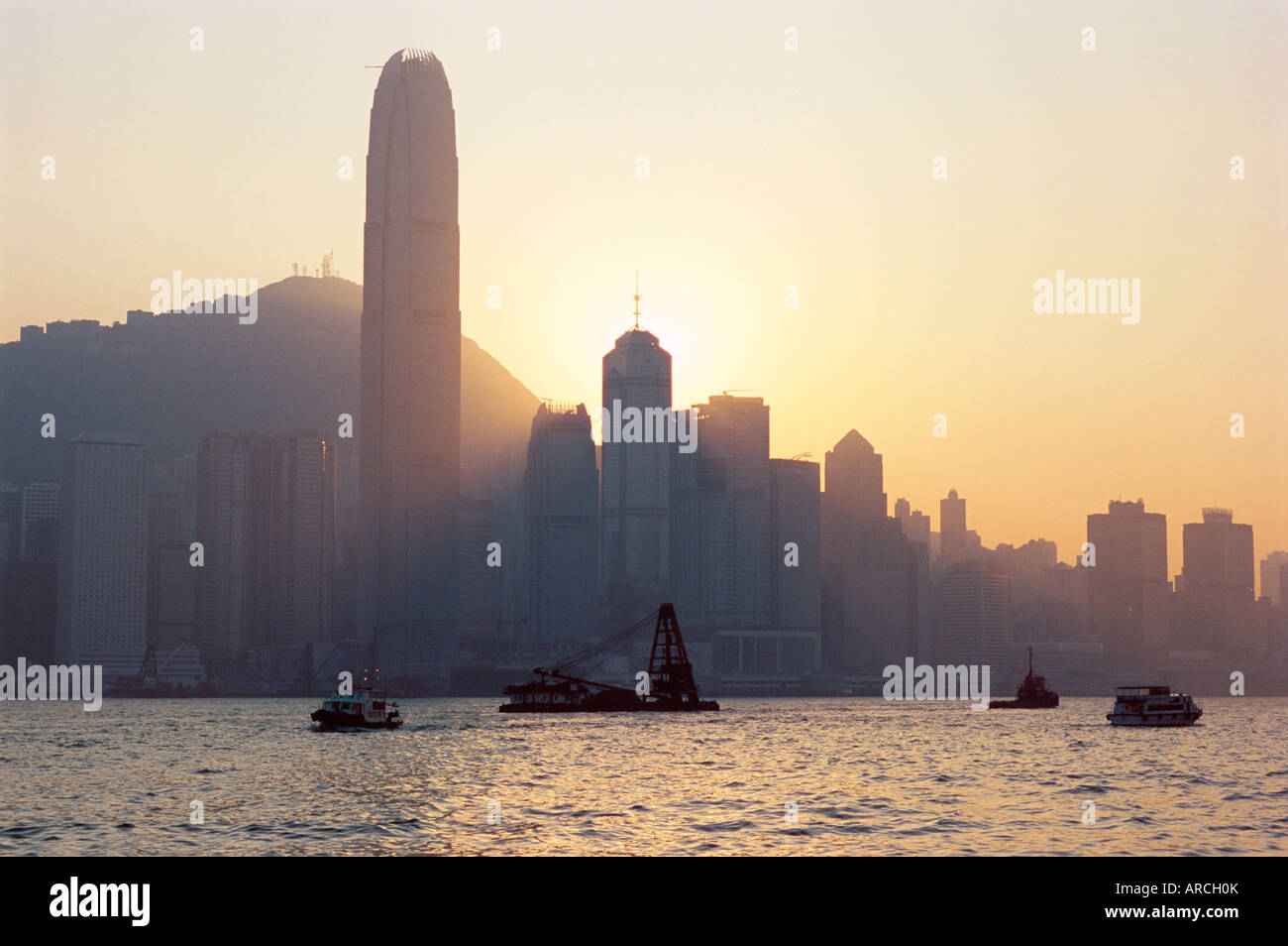 Two IFC Building and Hong Kong Island skyline across Victoria Harbour ...