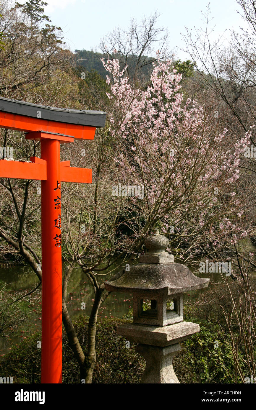 A Tori gate in the Gardens of Ryoan,-ji Zen Temple, Kyoto, Japan Stock ...