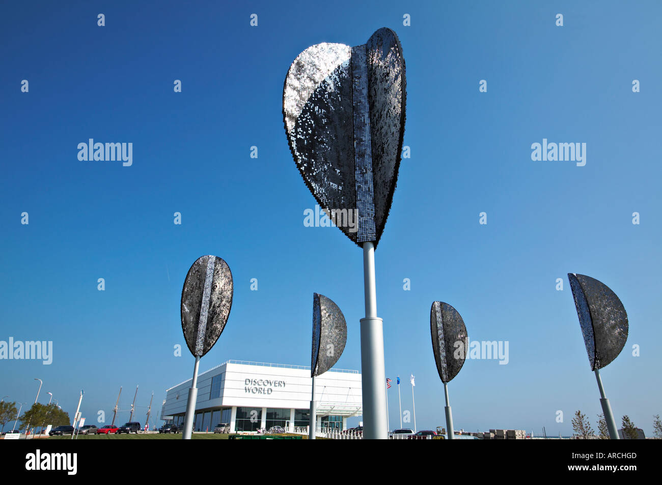 WISCONSIN Milwaukee Wind Leaves public art outside Discovery World ...