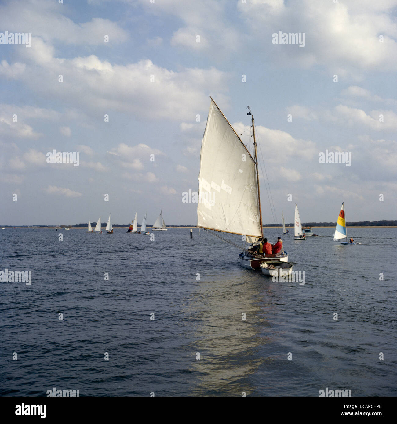 Sailing on Barton Broad, Norfolk Broads, England, 1960s Stock Photo - Alamy