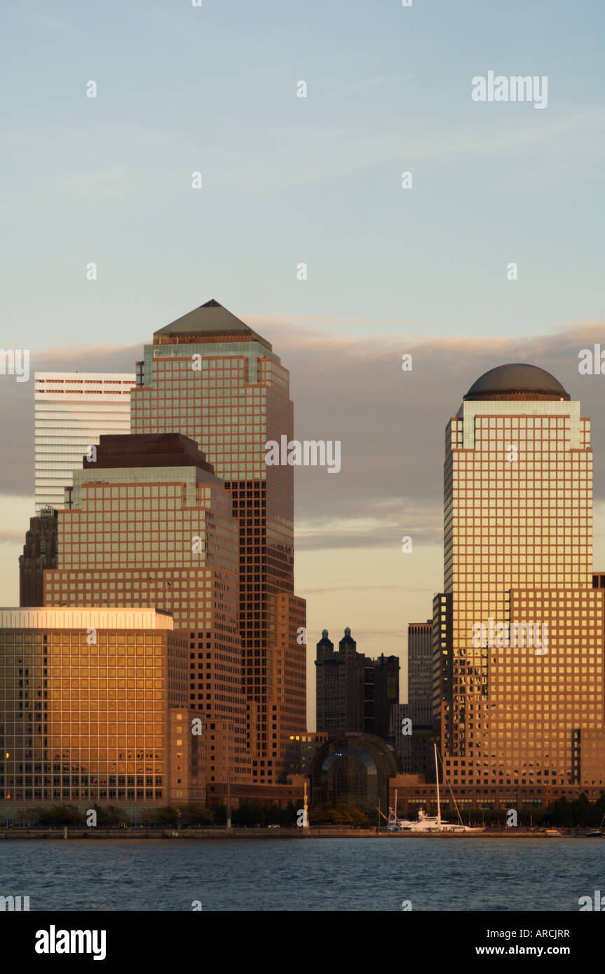 World Financial Center Buildings across the Hudson River at dusk ...