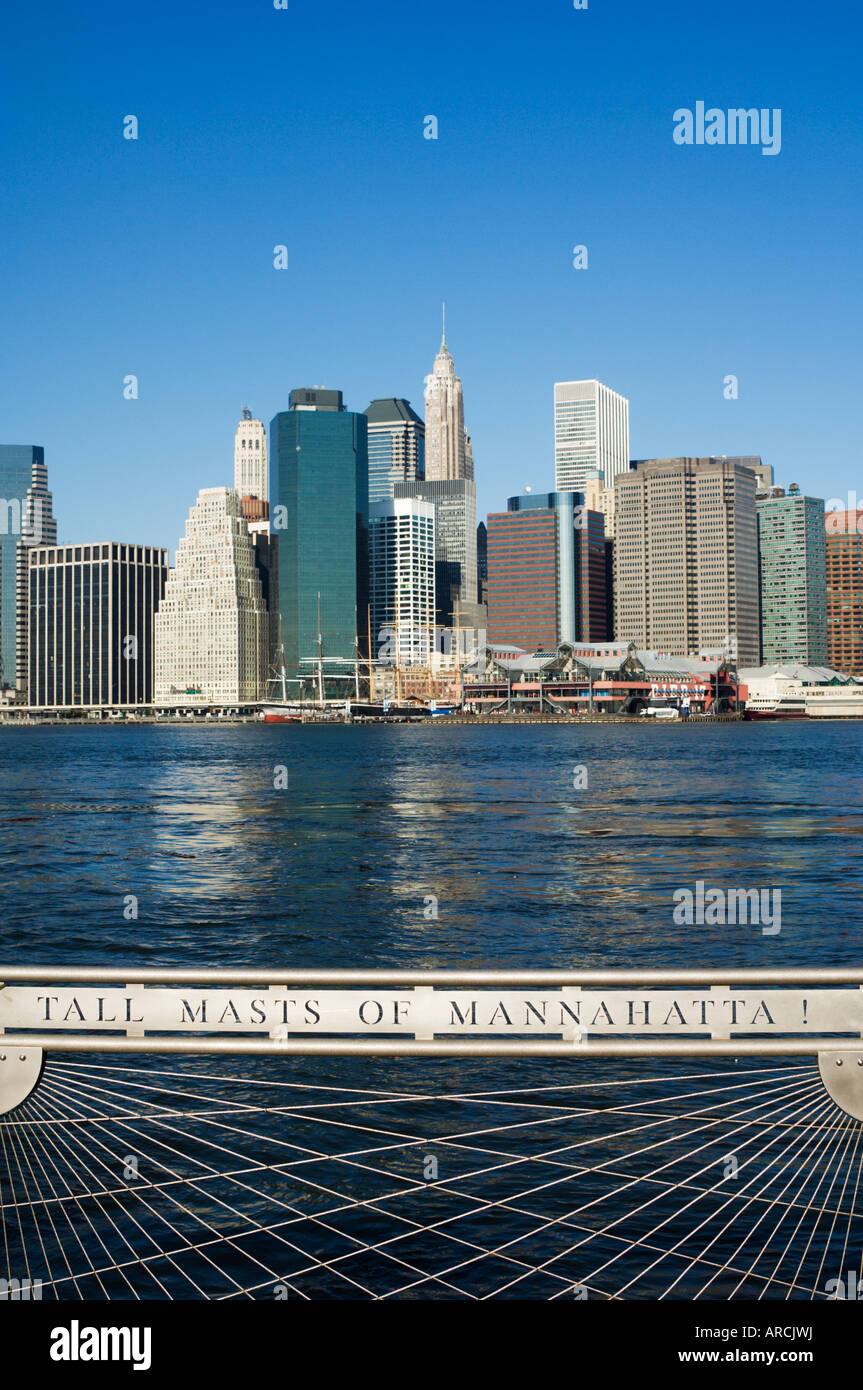Manhattan skyline and the East River from the Fulton Ferry Landing ...