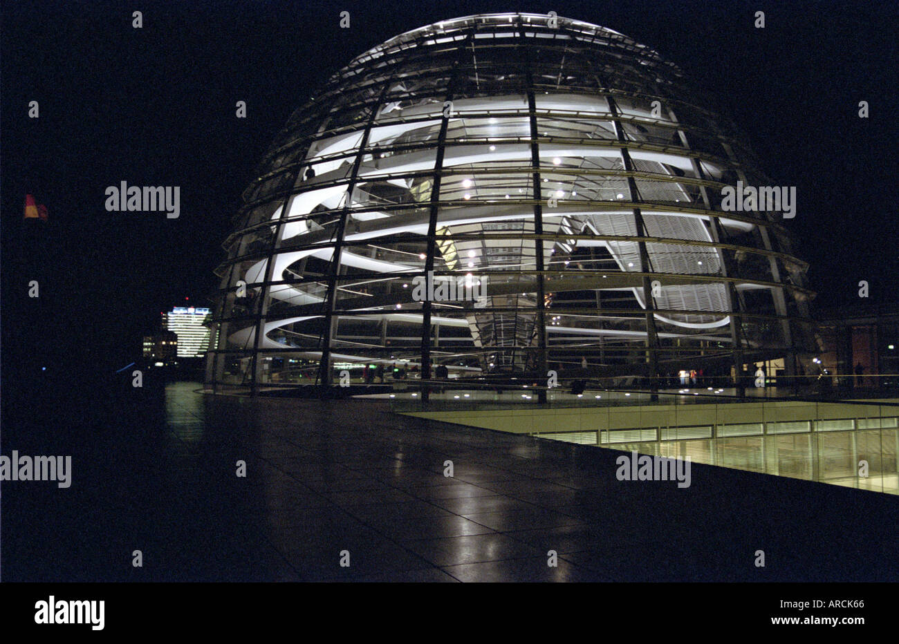 The glass dome of the Reichstag at night, Berlin, Germany Stock Photo ...