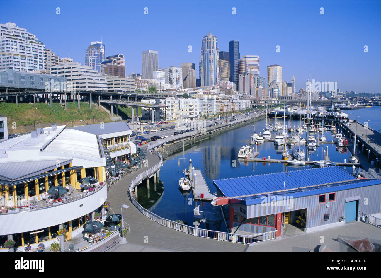 City skyline and waterfront, Seattle, Washington State, United States ...