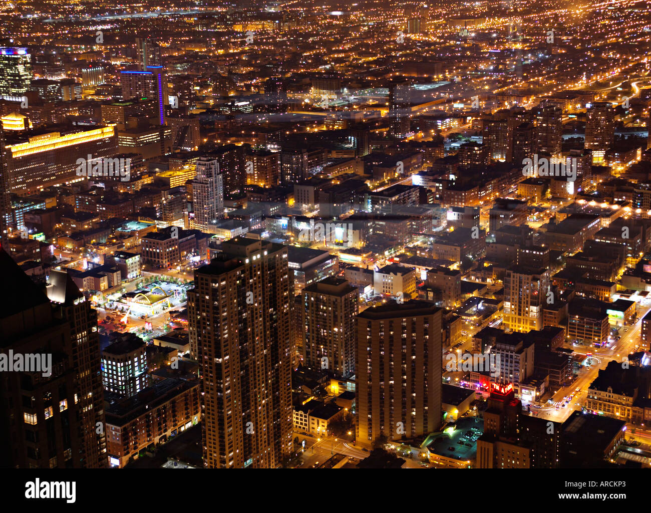 NIGHT Chicago Illinois Views of city at dusk from the Hancock ...