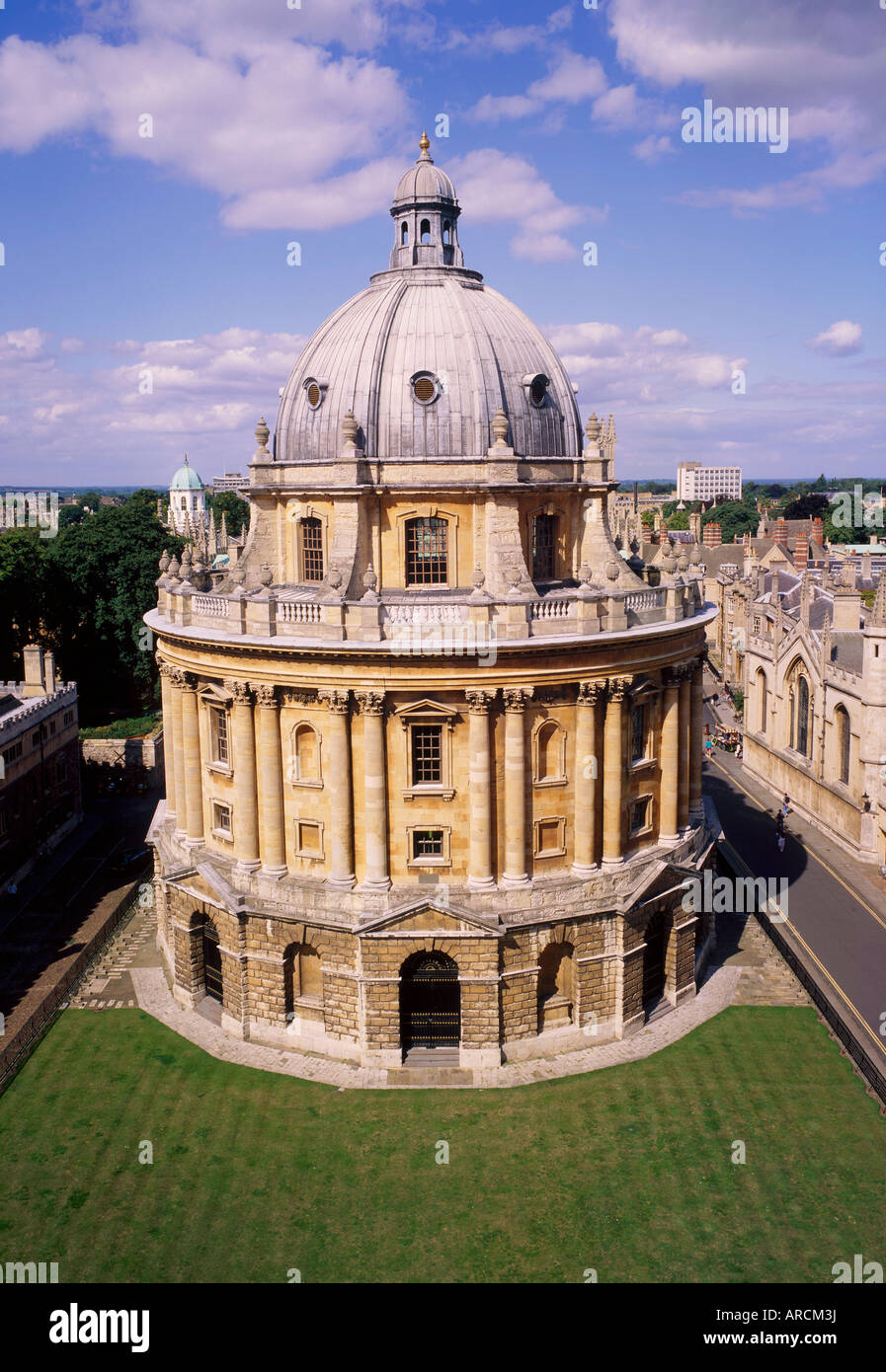 Aerial view over the Radcliffe Camera, Oxford, Oxfordshire, England, UK ...