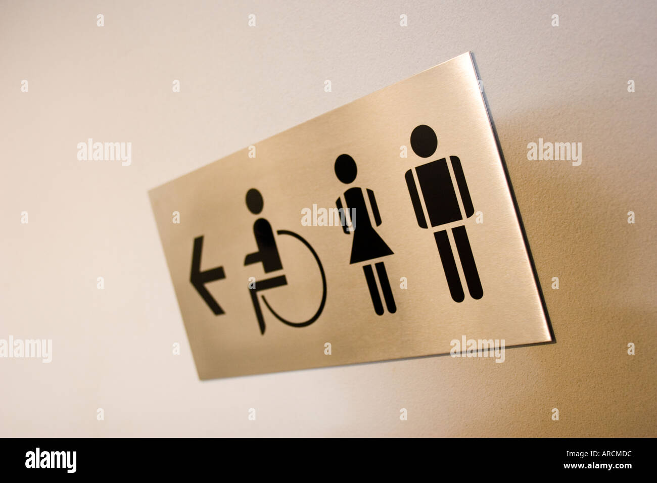 Toilet sign male female and disabled wheelchair Stock Photo - Alamy