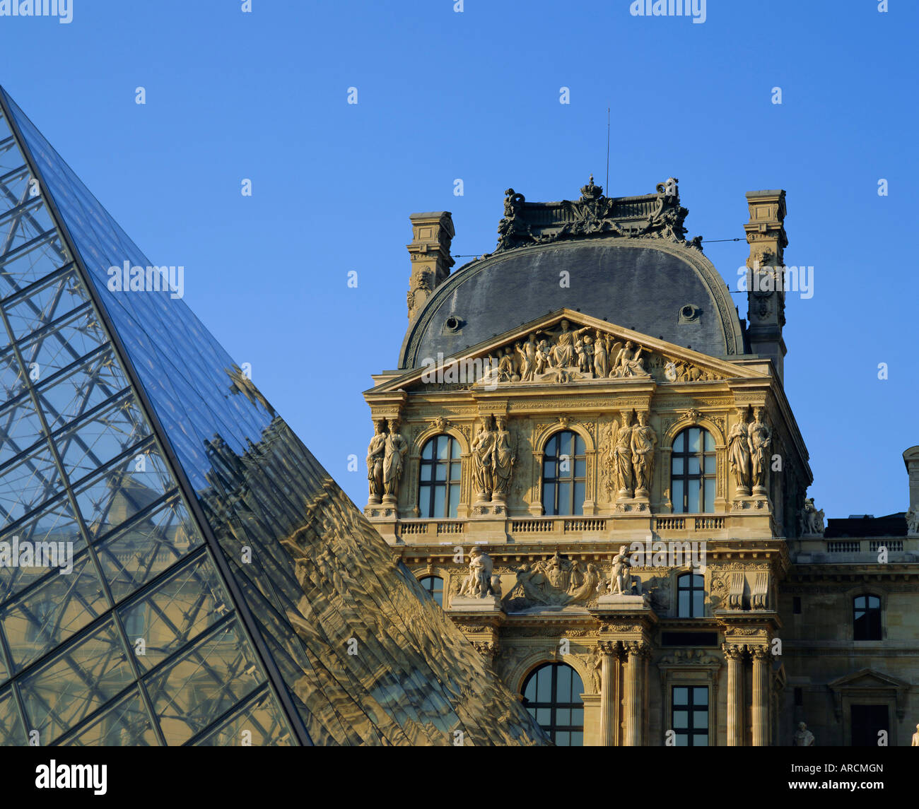 Detail of the Louvre and pyramid, Paris, France, Europe Stock Photo - Alamy