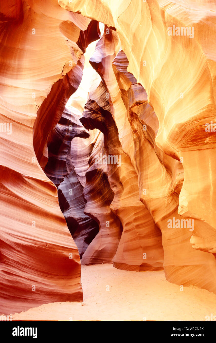 Coloured rock in waves formation in Upper Antelope Canyon, Slot Canyon ...
