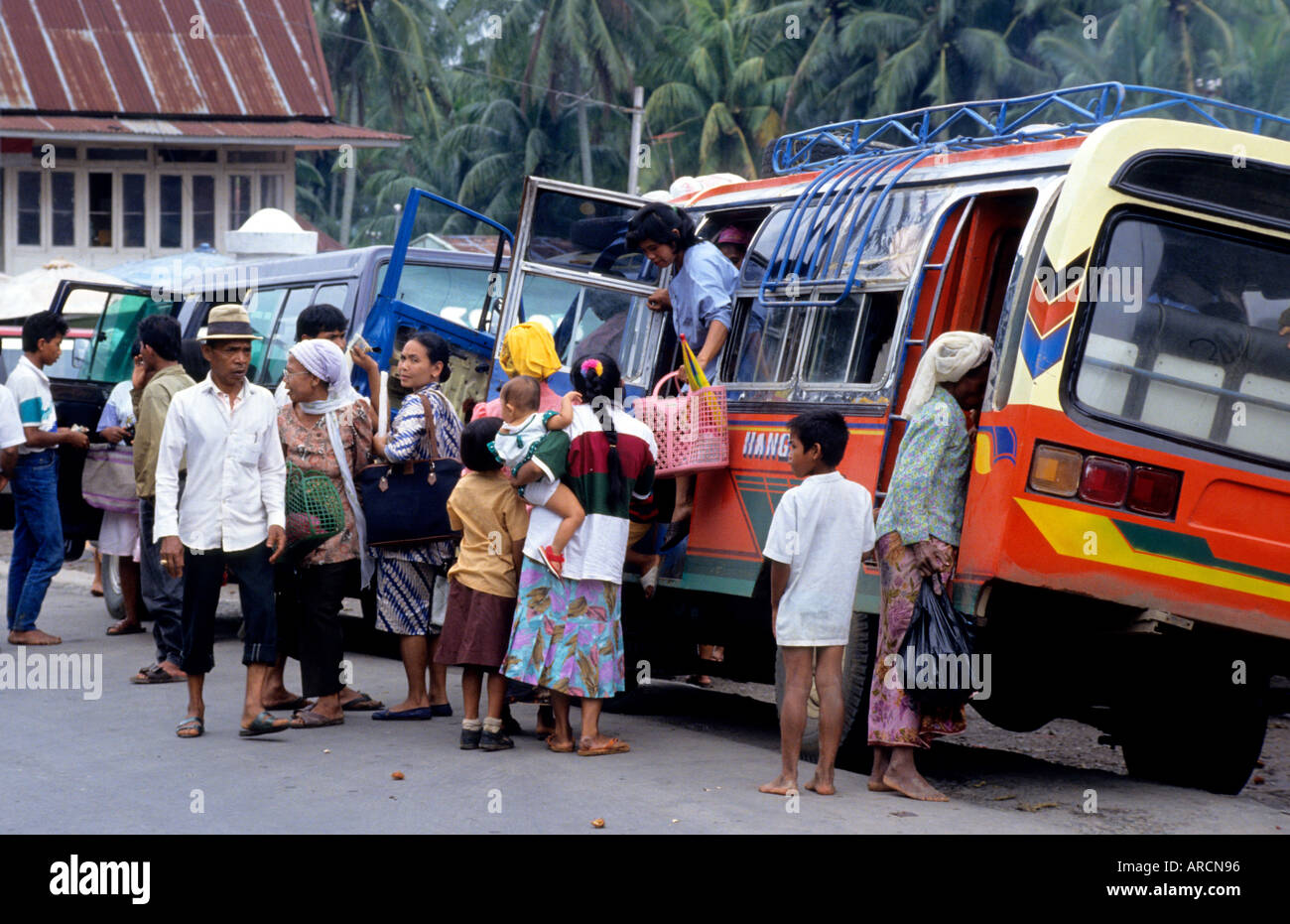 Bus Busses transport Indonesia Sumatra Market Bukittinggi Stock Photo ...