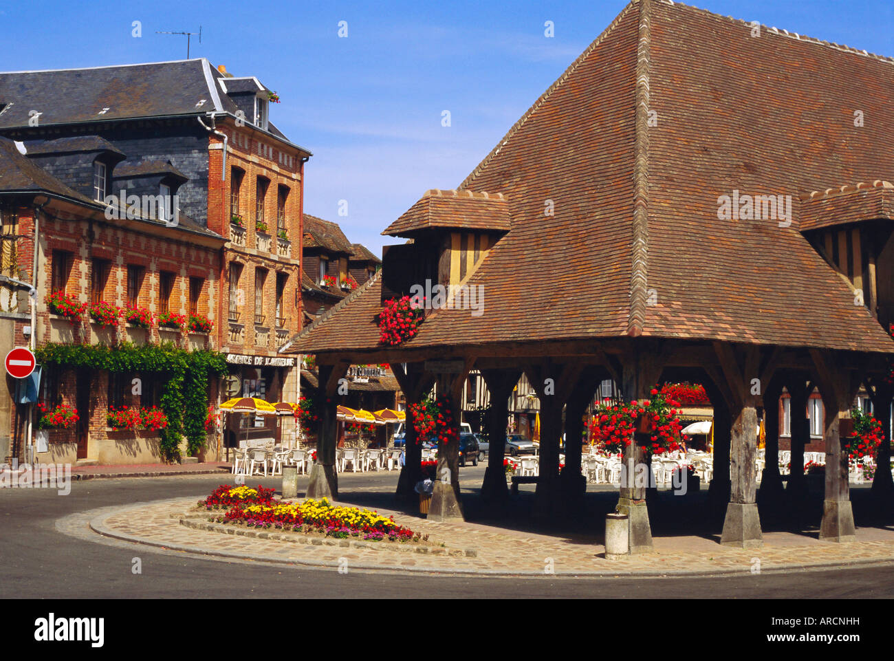 Market square, Lyons la Foret, Haute Normandy, France, Europe Stock ...
