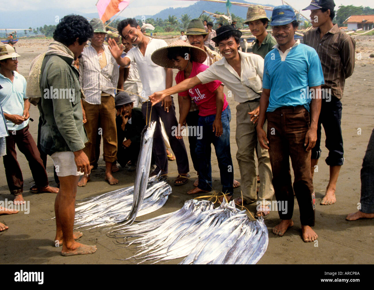 Fisherman Fish Beach Java Indonesia Sailing Boat Stock Photo - Alamy