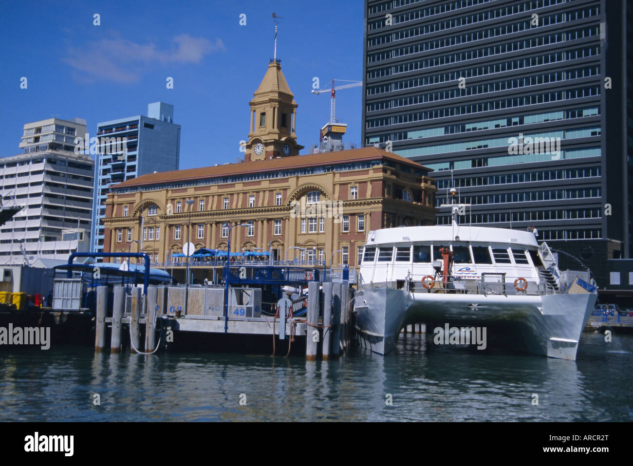 Ferry Terminal on the waterfront and catamarans going to islands ...