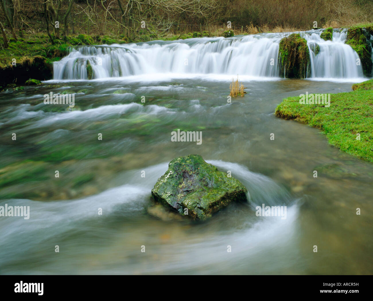 Waterfall on River Lathkill, Lathkill Dale, Peak District National Park ...