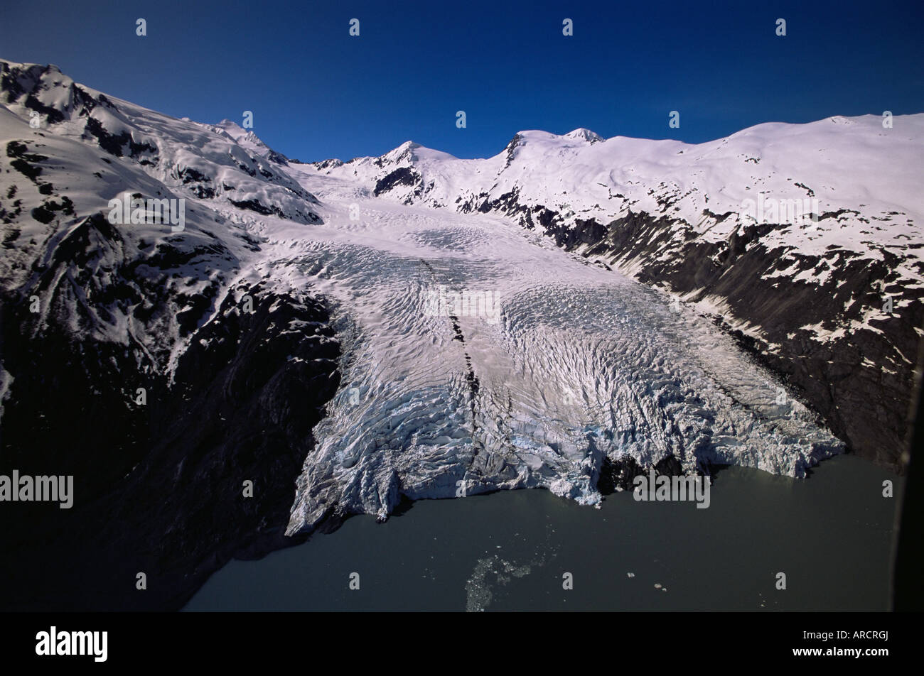 Overview of Portage Glacier from helicopter, Portage, Alaska, United ...