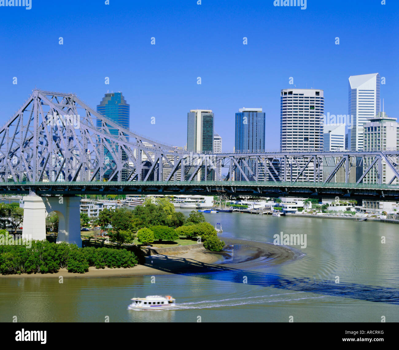 The Storey Bridge and city skyline, Brisbane, Queensland, Australia ...