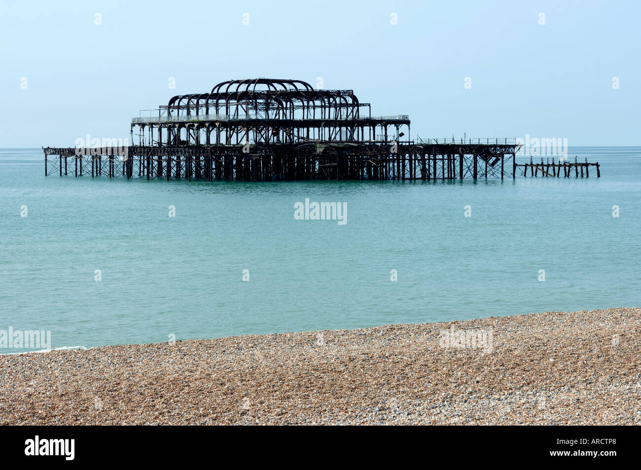 Derelict pier destroyed fire hi-res stock photography and images - Alamy