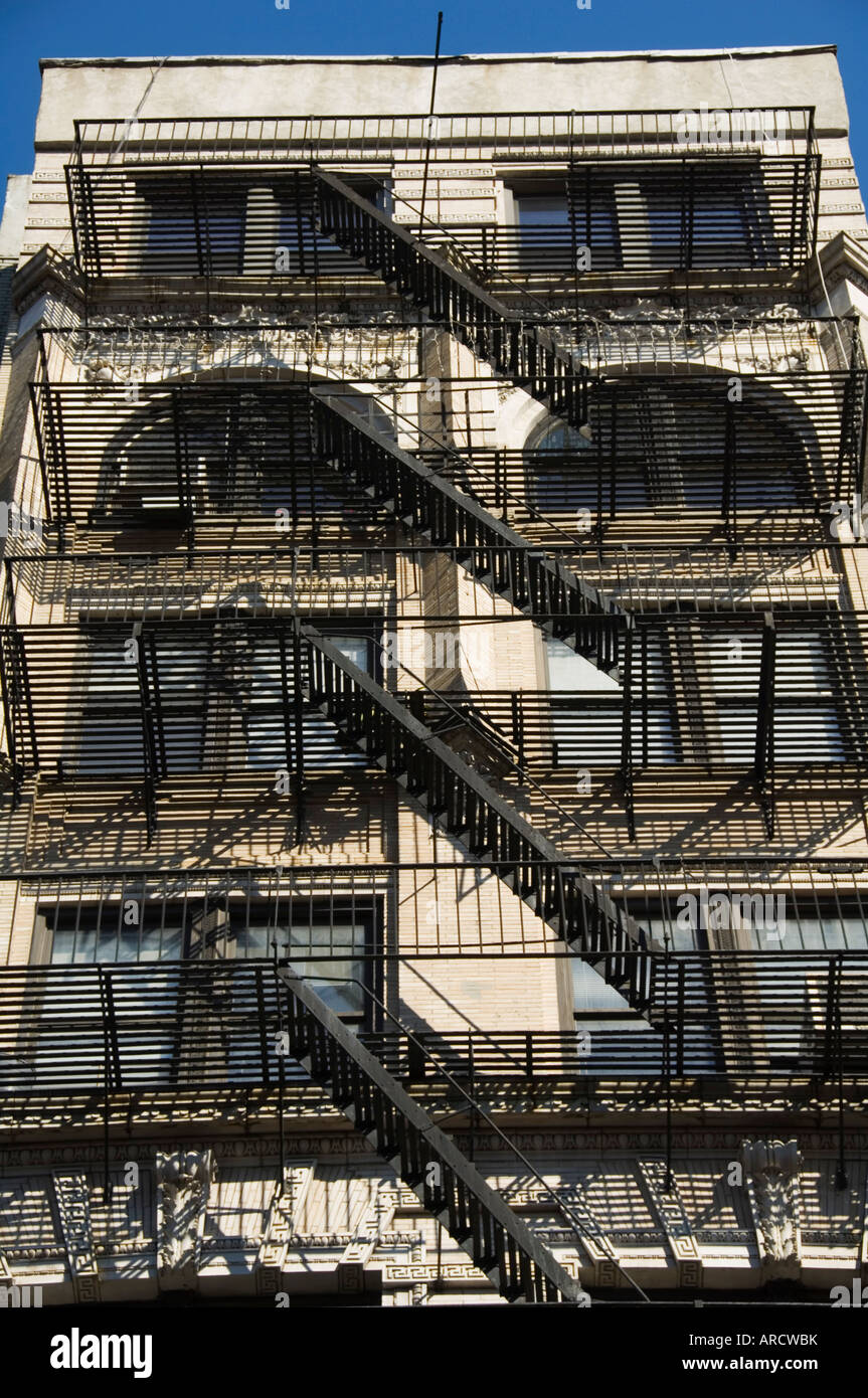 Fire escapes on the outside of buildings in Spring Street, Soho ...