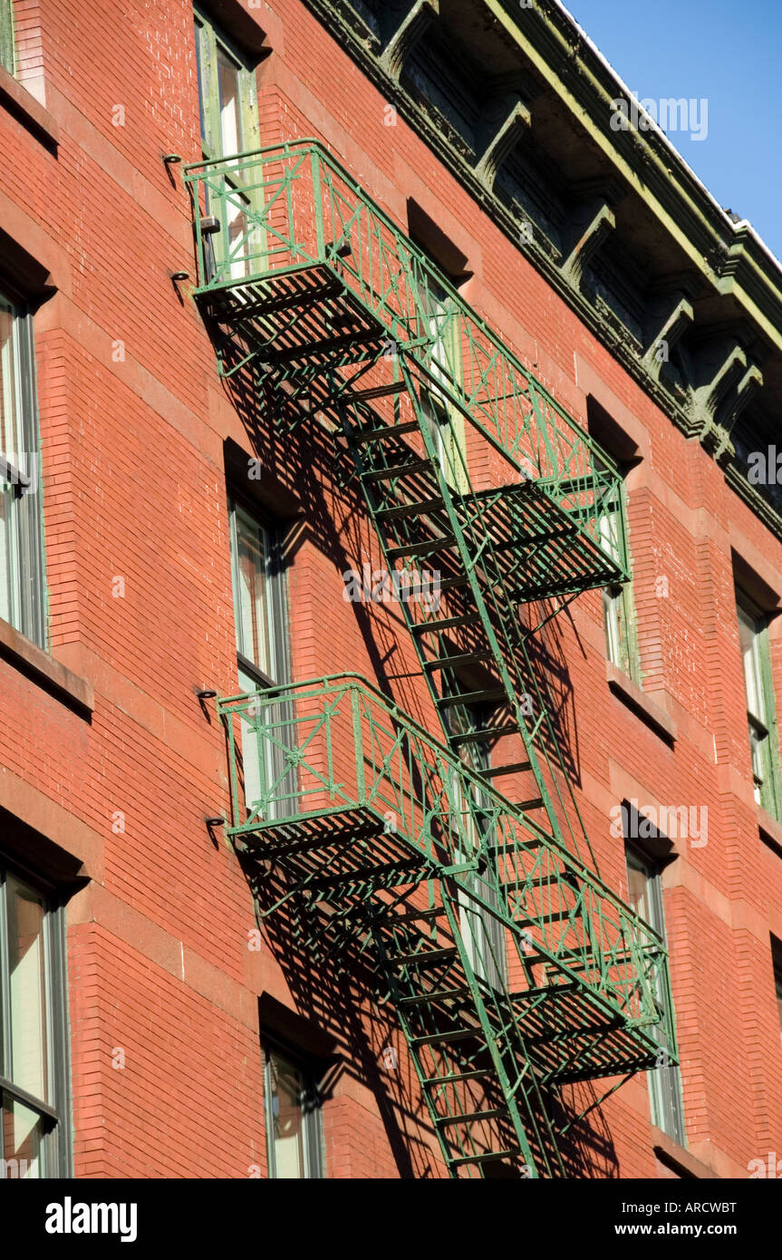 Fire escapes on the outside of buildings in Spring Street, Soho ...