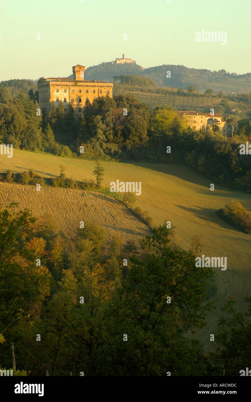 Castle of Lippianno, Umbria and distant view of Monte S Maria Tiberina ...
