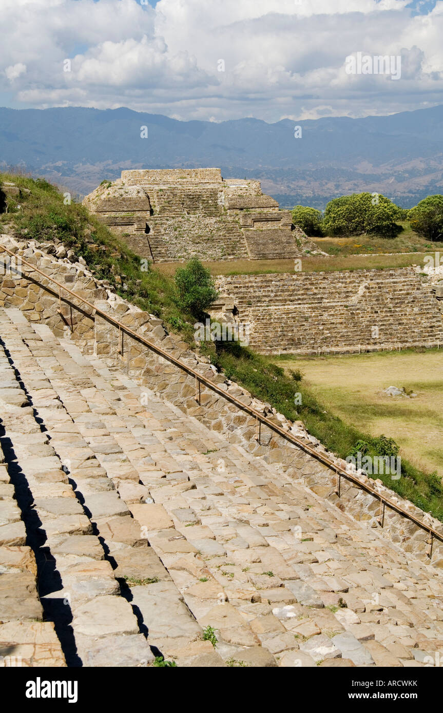 Looking west in the ancient Zapotec city of Monte Alban, near Oaxaca ...