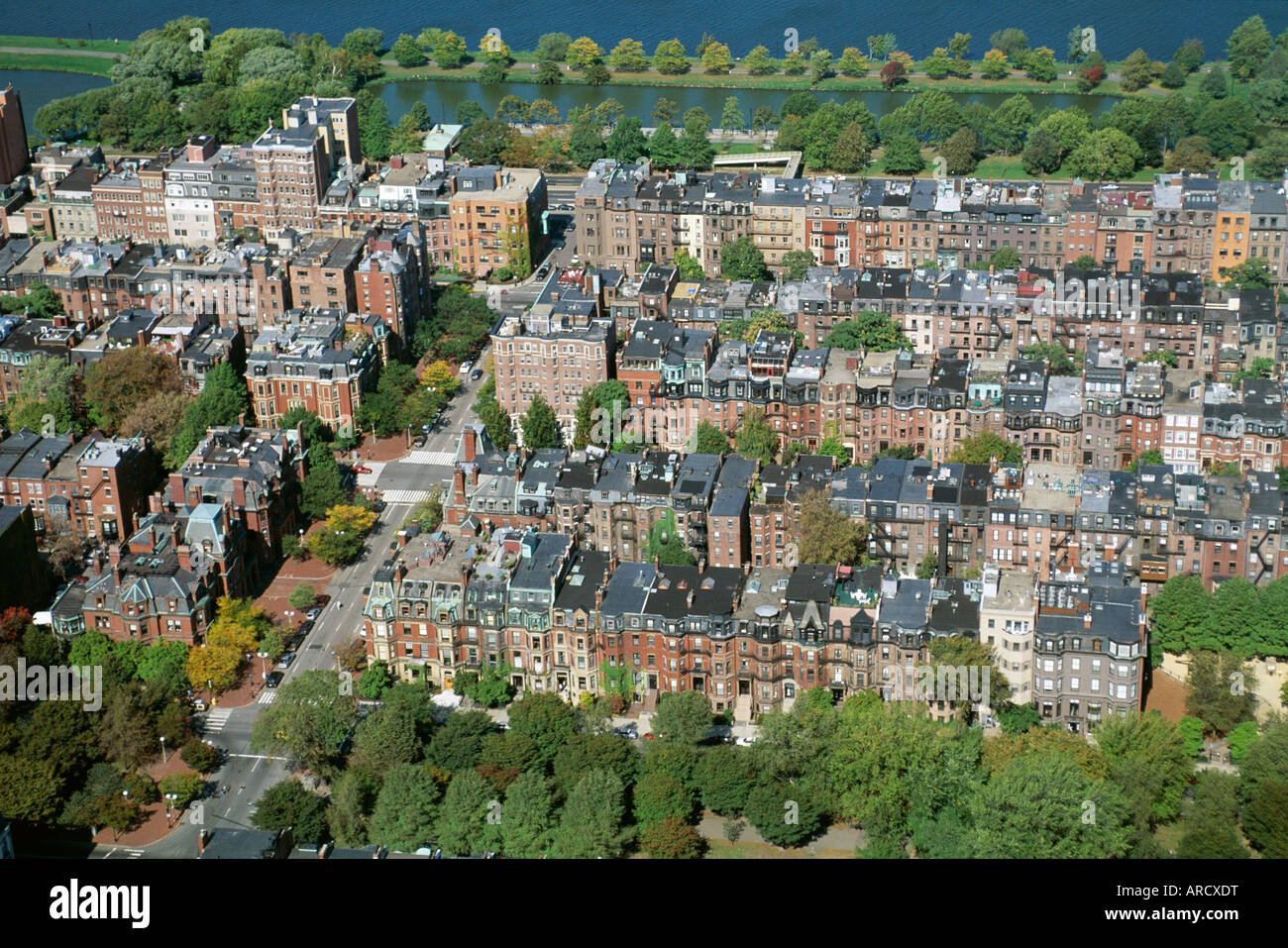 Aerial view of Back Bay area, Boston, Massachusetts, New England ...