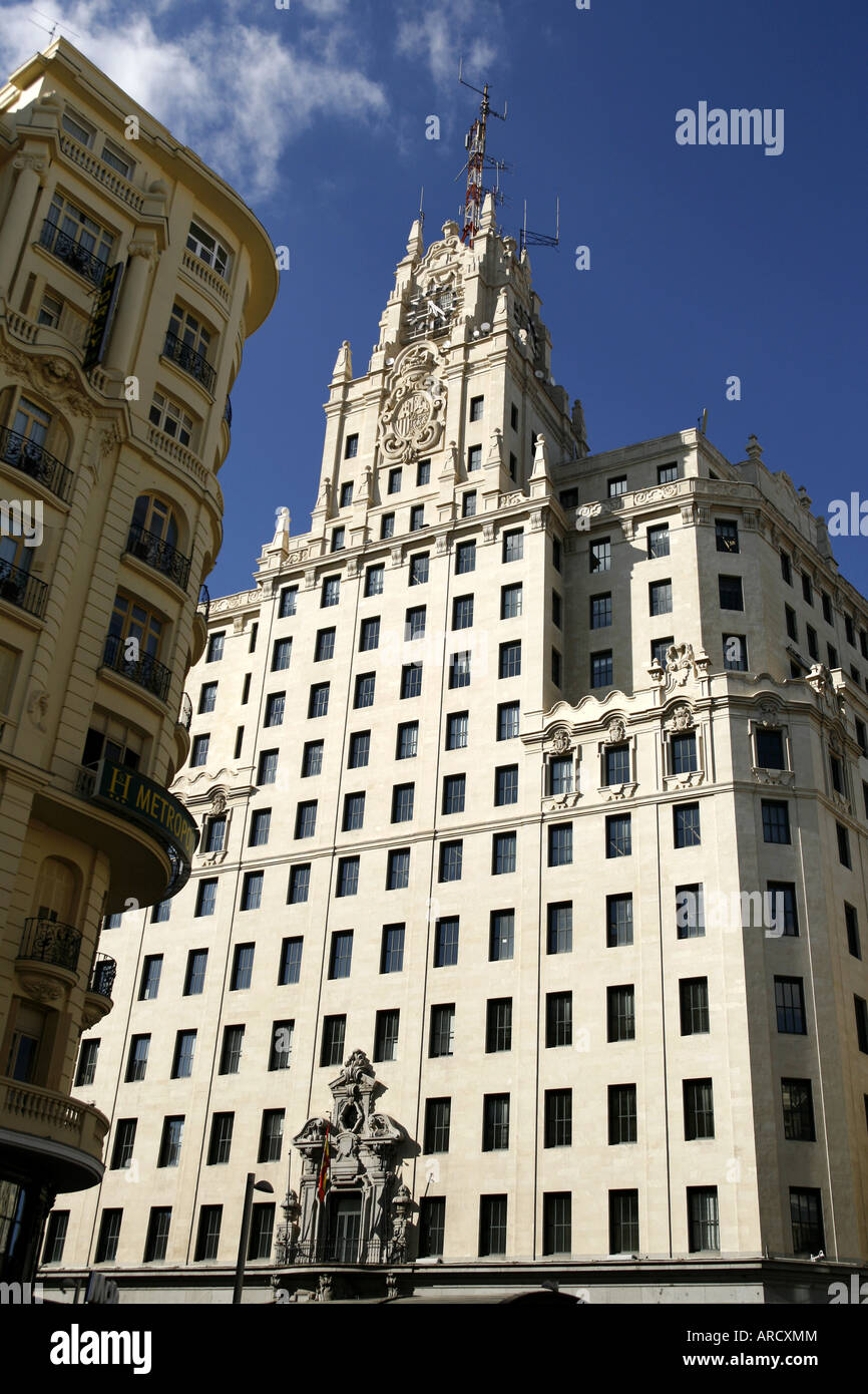 The Telefonica building, Gran Via, Madrid, Spain Stock Photo - Alamy