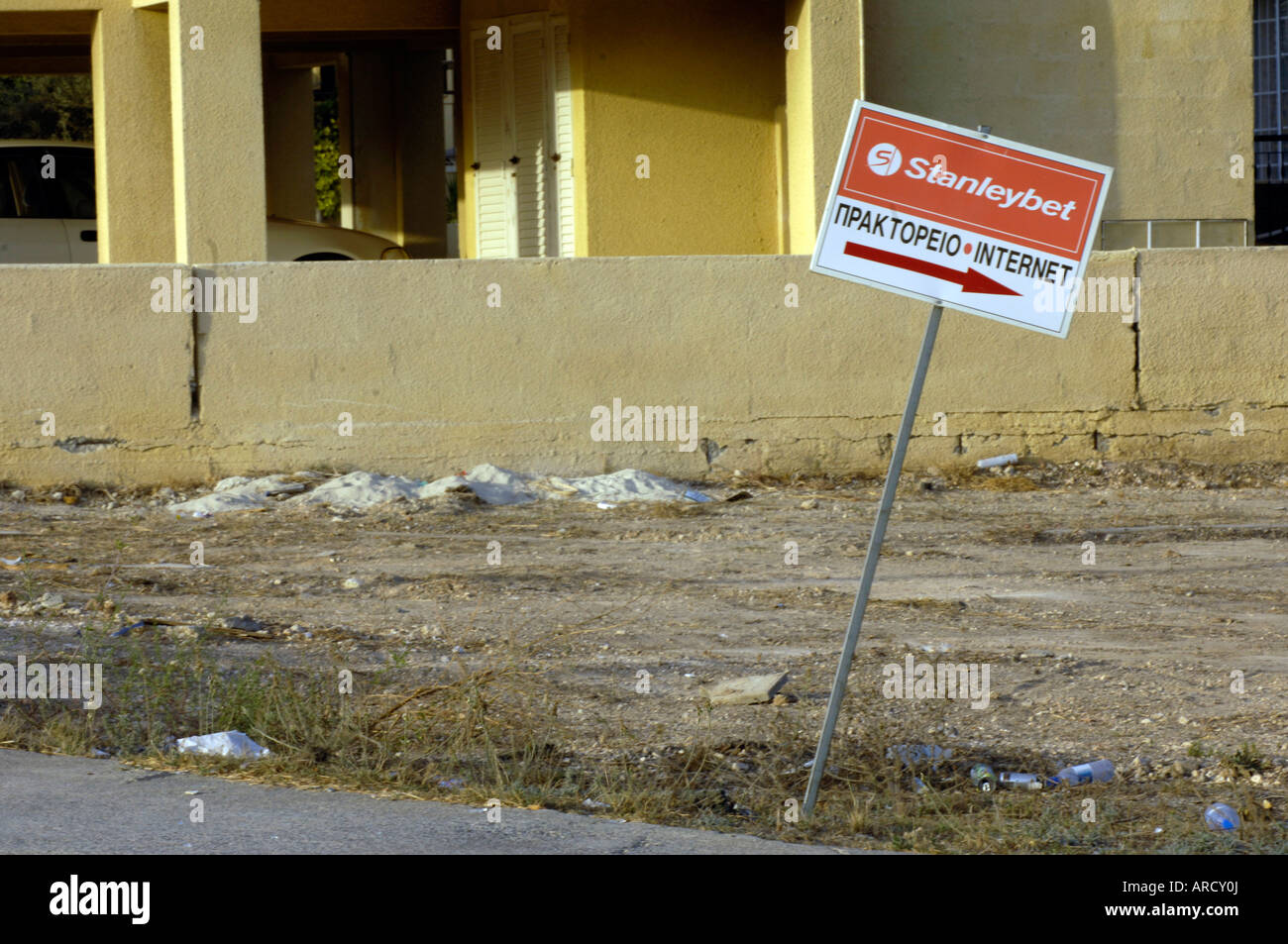 stanley bet betting gambling internet sign wasteland pyla cyprus real ...