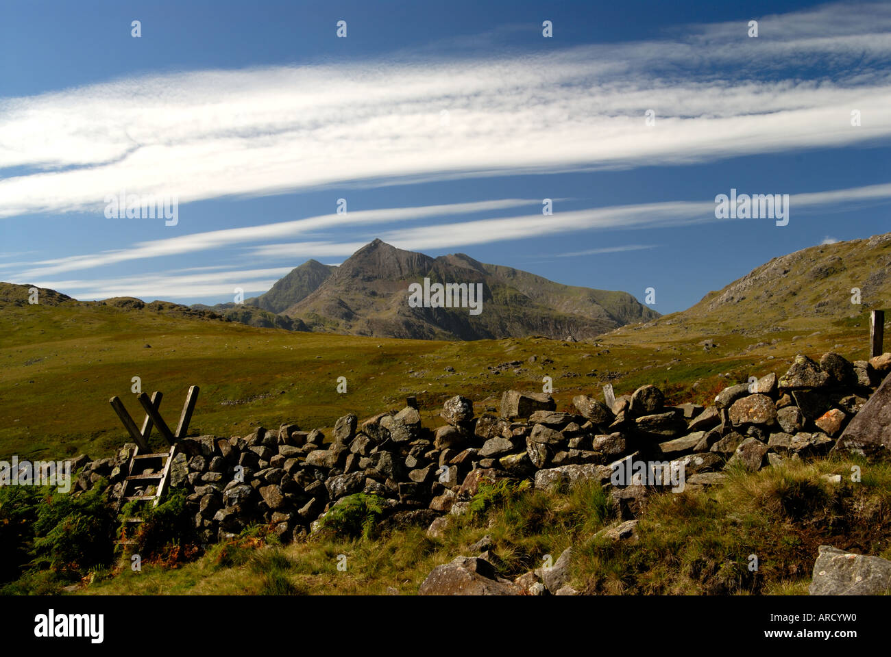 Stile over Dry Stone Walling Snowdon Horseshoe Snowdonia North West ...
